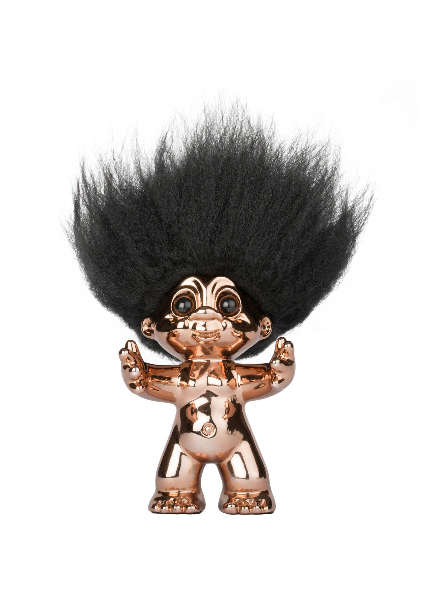 Bronze & black hair, 9 cm | Good Luck Troll figurine | Spring Copenhagen